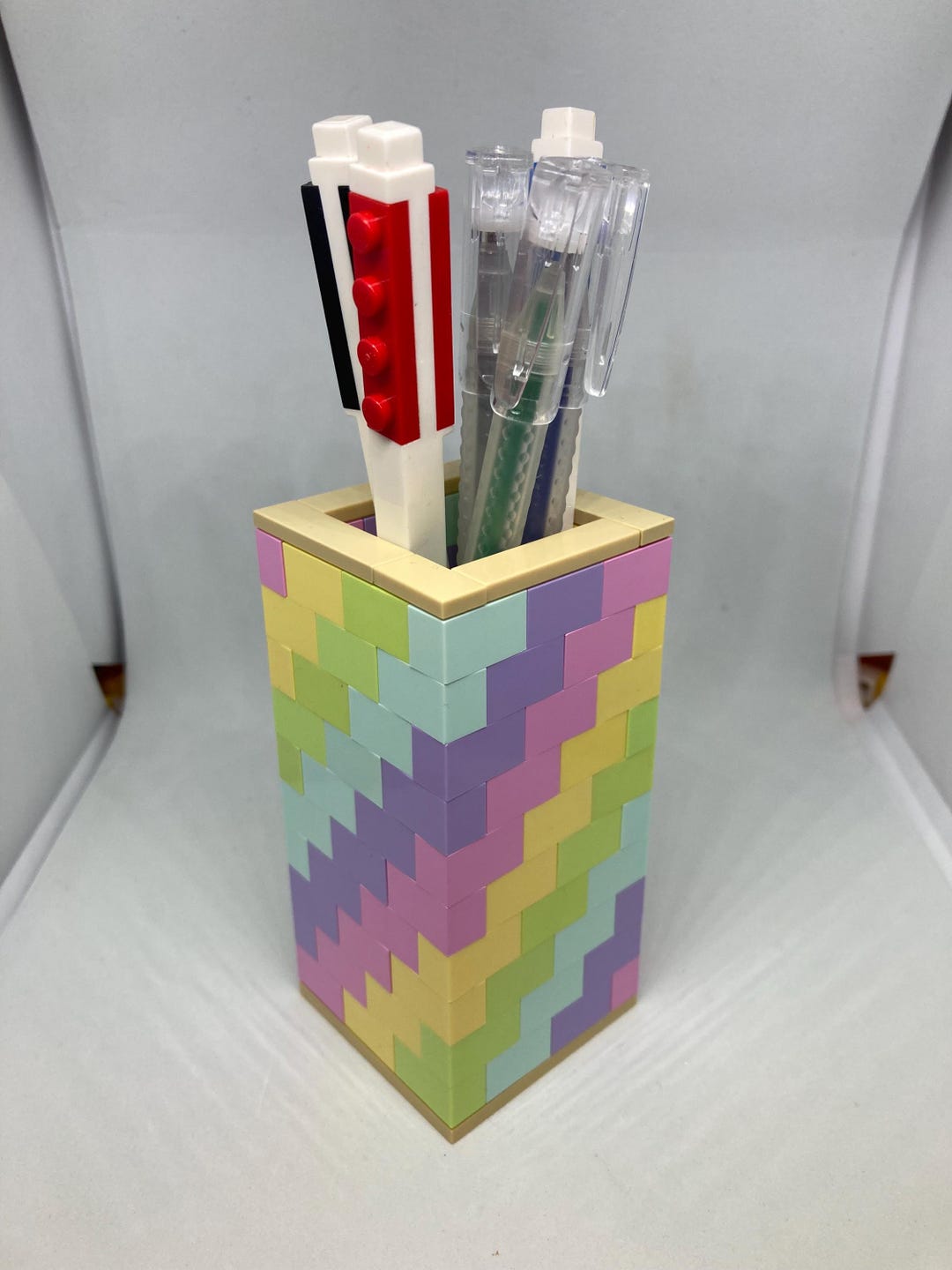 Reclaimed Lego Brick Desk Organizer, Rainbow Pen & Pencil Holder - Etsy