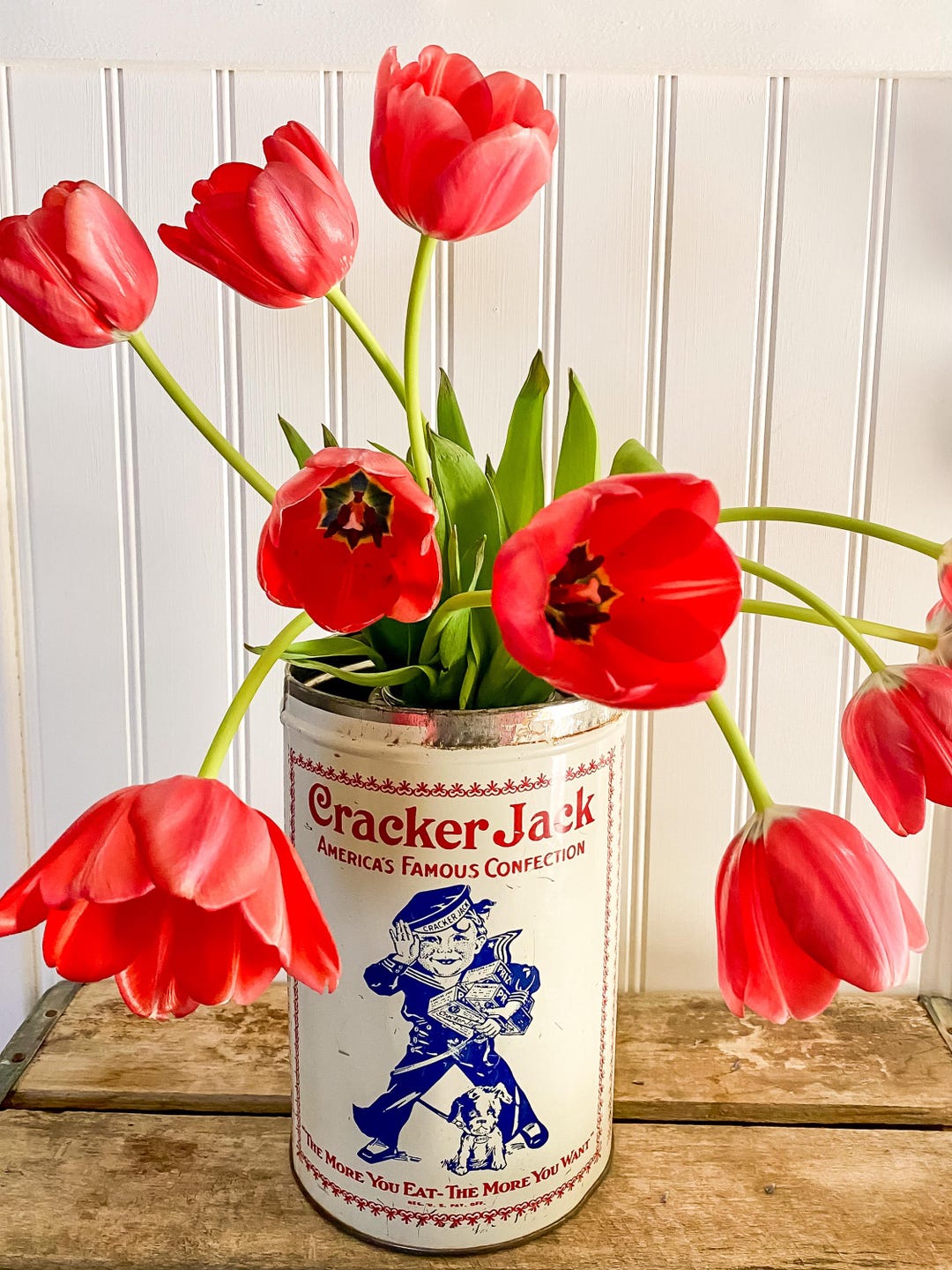 Vintage Cracker Jack Tin- 1980s Vintage Tin, Cracker Jack and Campfire ...