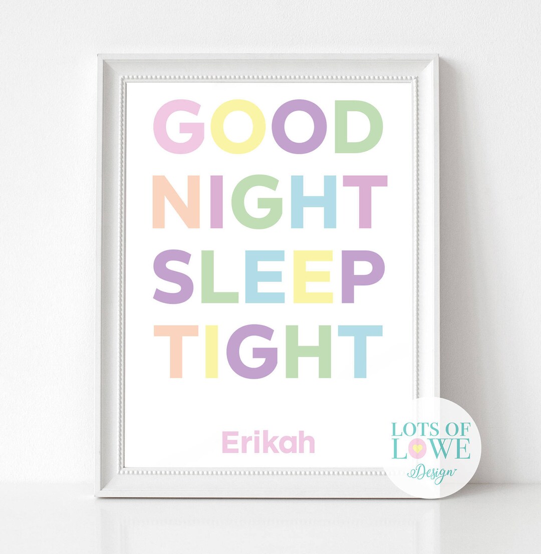 DIGITAL DOWNLOAD: Nursery Good Night Sleep Tight Personalised Print ...