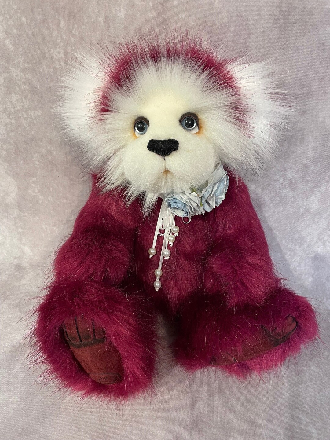 Teddy Bear, Plush Teddy Bear, Red Bear, Burgundy Bear, Jointed Bear ...