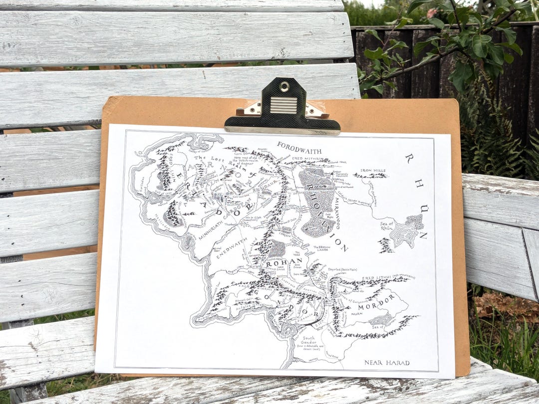 Hand-drawn Map of Middle Earth: Tolkien Art, Pen and Ink - Etsy