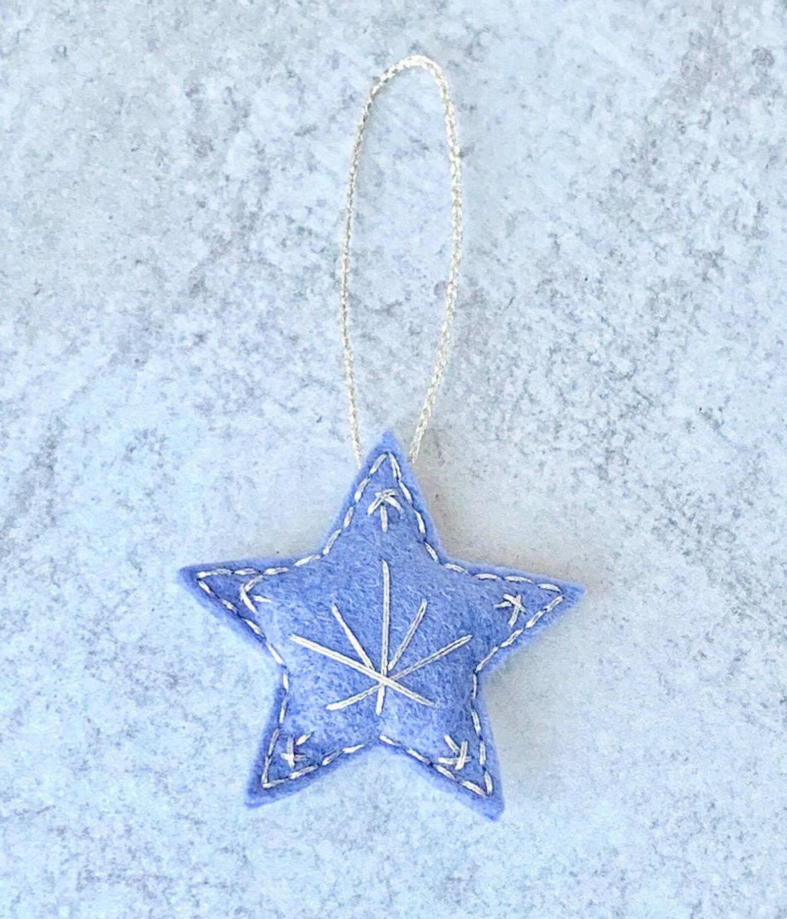 Handmade Felt Christmas Ornaments: Periwinkle & Silver Embroidered Set ...