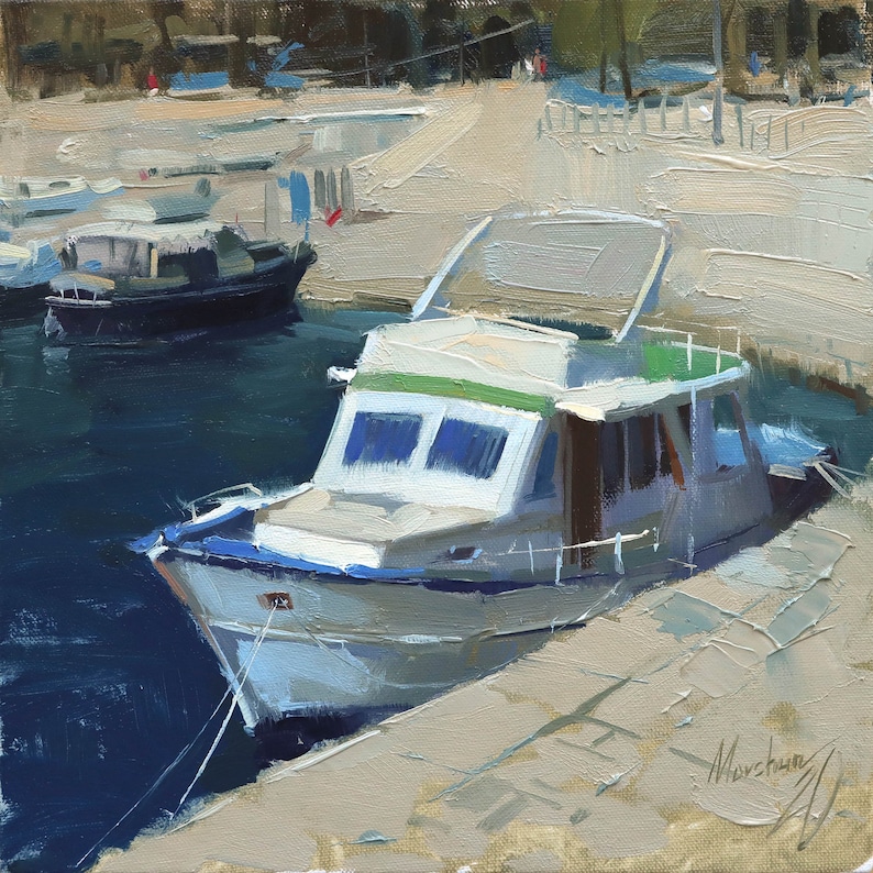 Boat Painting, Ship Art, Cityscape, Cityscape Art, Landscape Painting ...