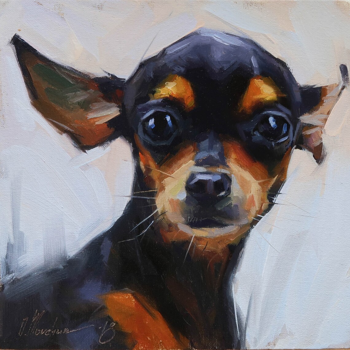 Dog Oil Portrait Pet Oil Painting Dog Artwork Costom Pet | Etsy