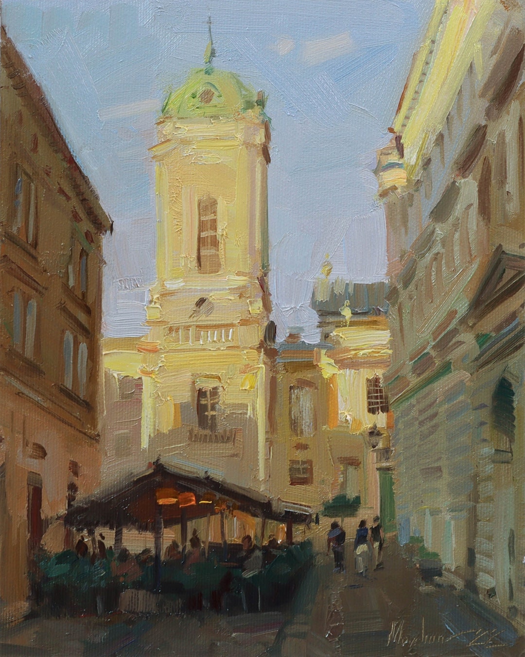 Cityscape, Cityscape Art, Old Town, Landscape Painting, Miniature, Oil ...