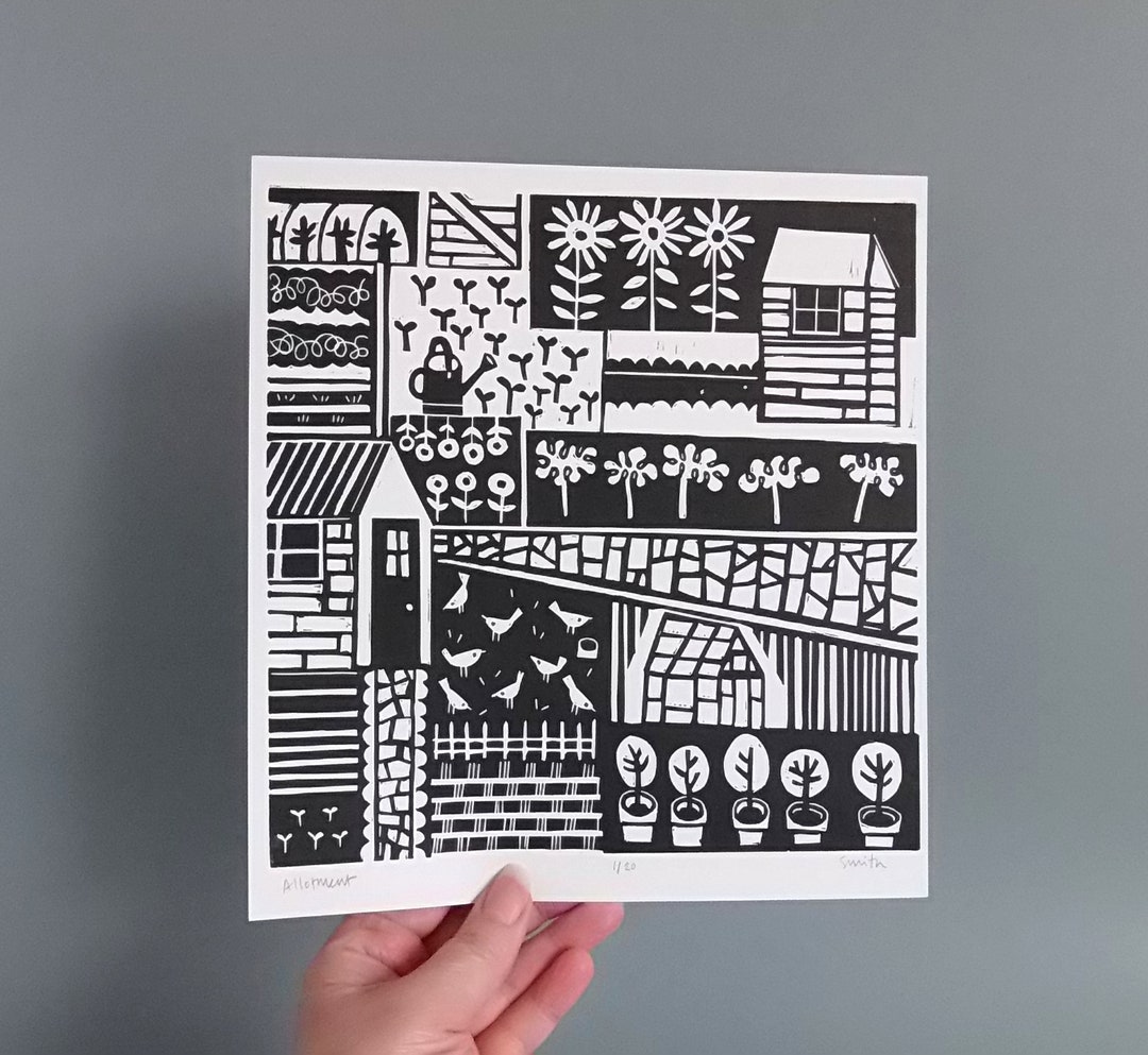 Allotment Print, Lino Print, Original Artwork, Art Lover Gift ...