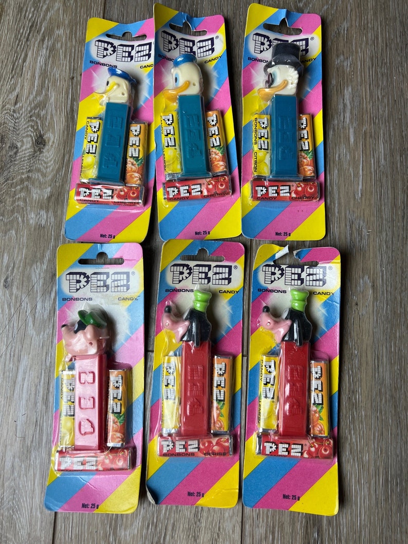 1980s-90s Disney Euro Pez Dispensers Vintage - New on Card - Striped ...
