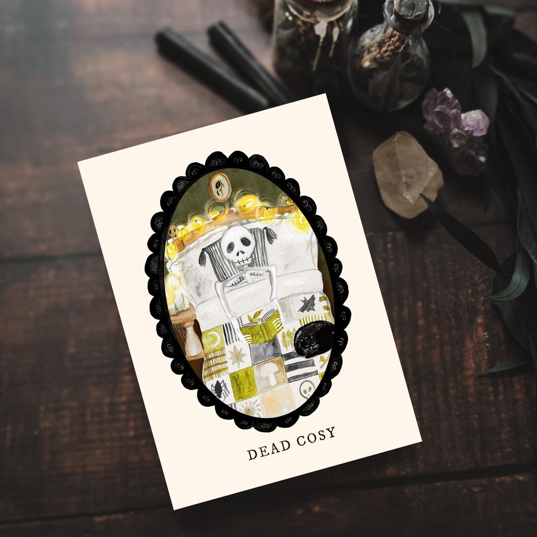 Dead Cosy Skeleton in Bed A5 Illustrated Art Print - Etsy