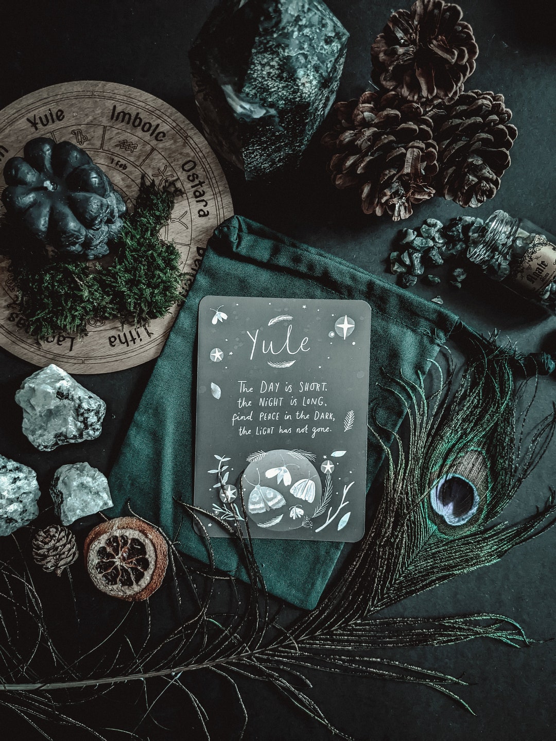 Yule Winter Solstice Blessings Art Print Altar Card - Etsy