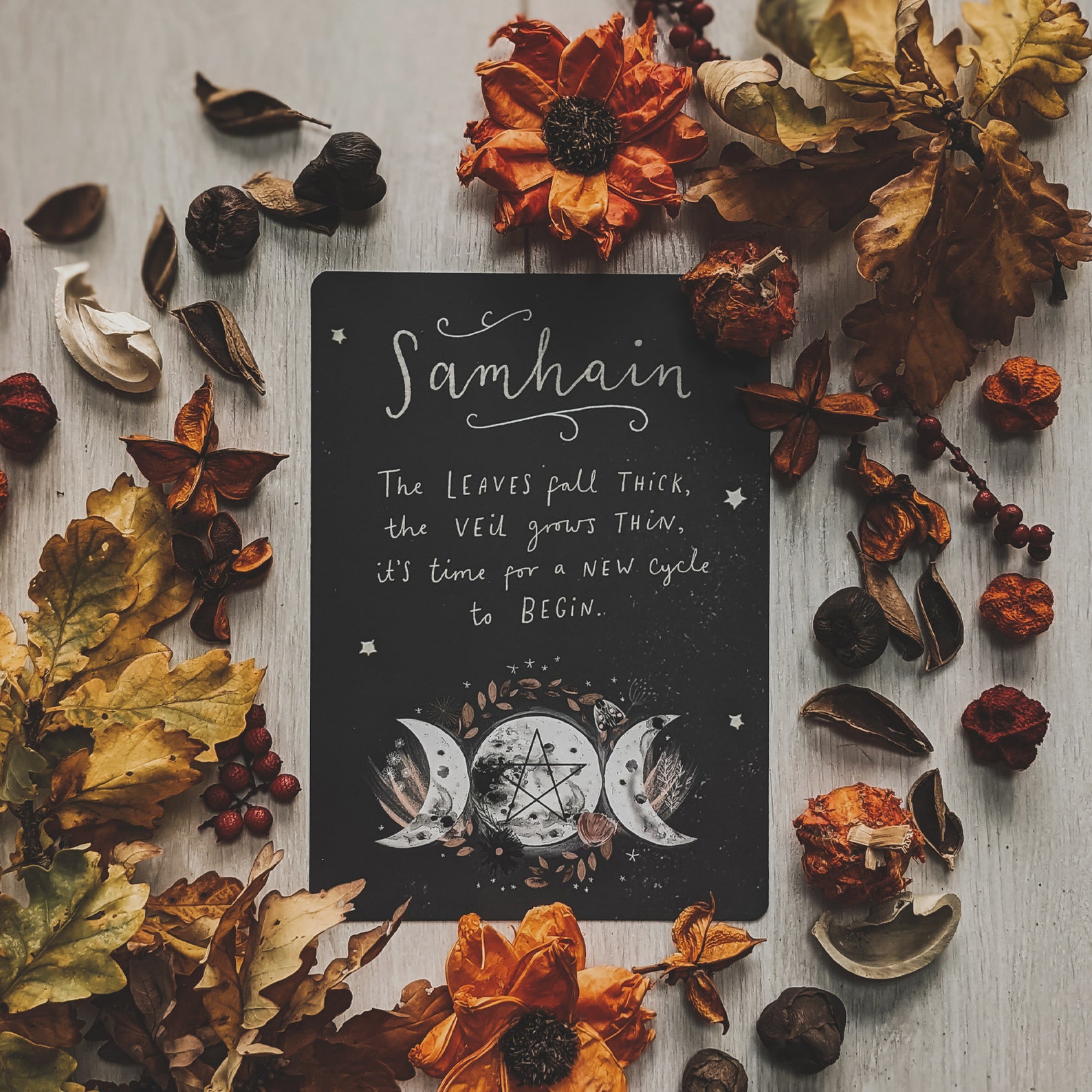 Samhain Blessings Halloween Art Print Altar Card | Etsy