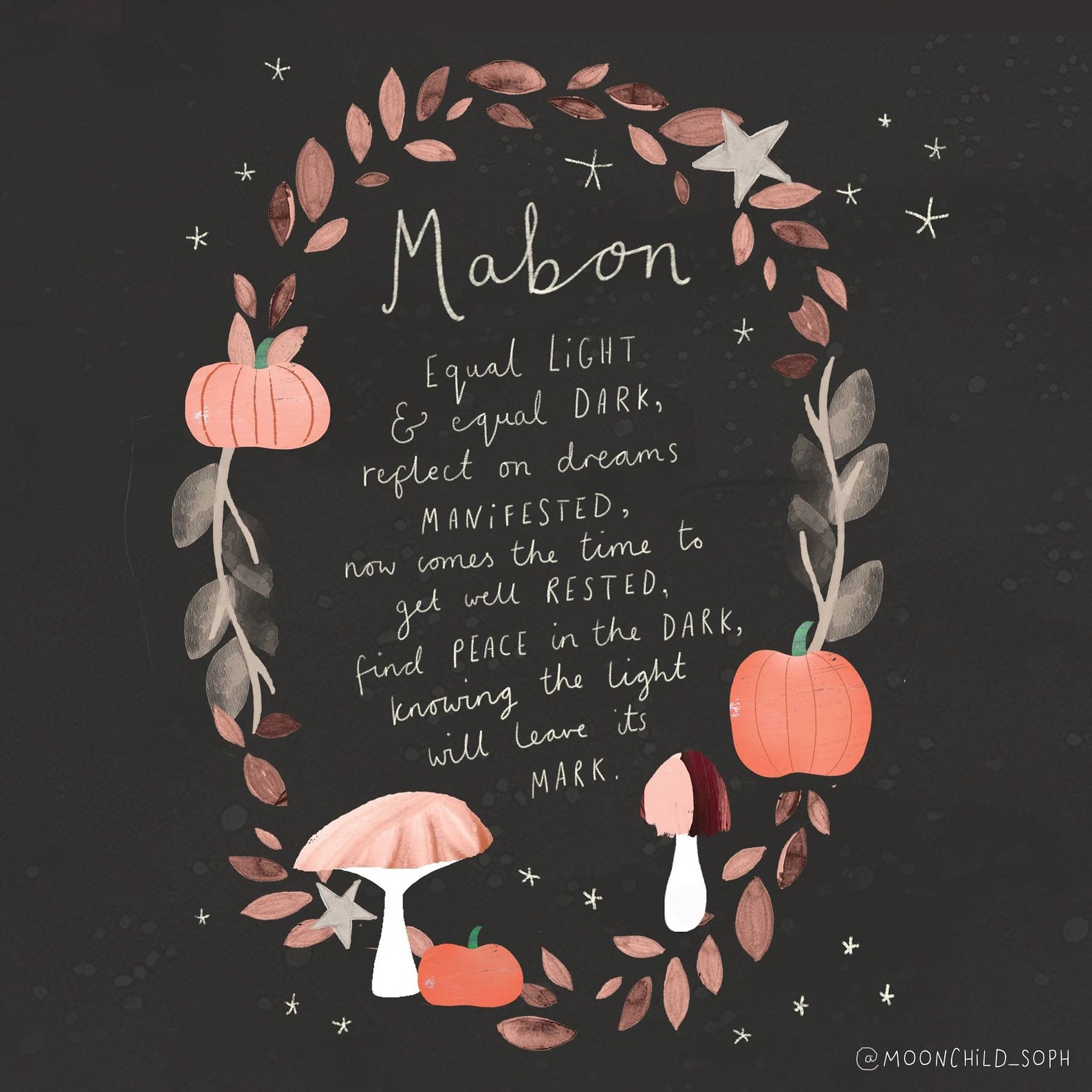 Mabon Autumn Equinox Blessing Art Print Altar Card | Etsy
