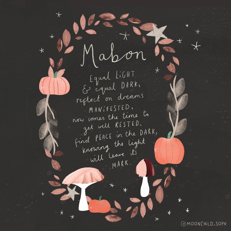 Mabon Autumn Equinox Blessing Art Print Altar Card | Etsy