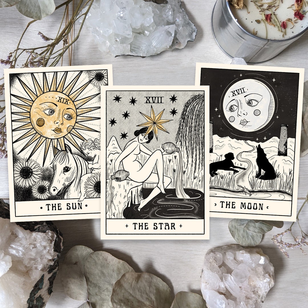 Sun Moon Star Tarot Print Set - Etsy