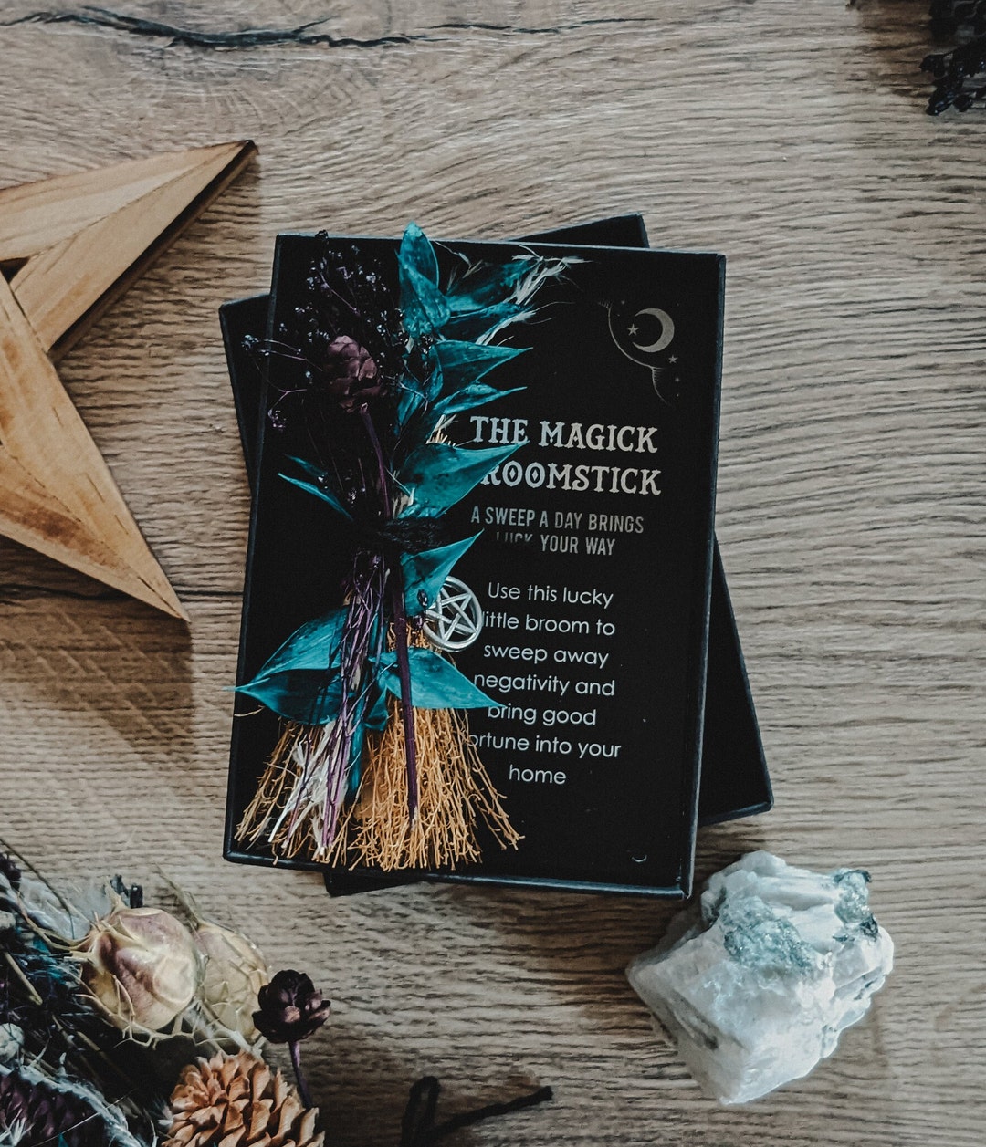 Mini Magick Yule Broomstick Witchy Decor With Pentagram Charm - Etsy
