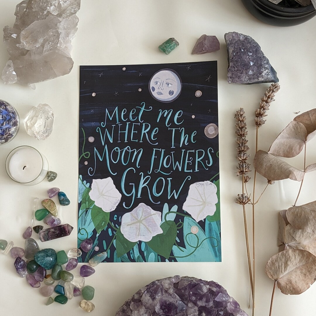 Moonflowers Illustration Quote Art Print - Etsy