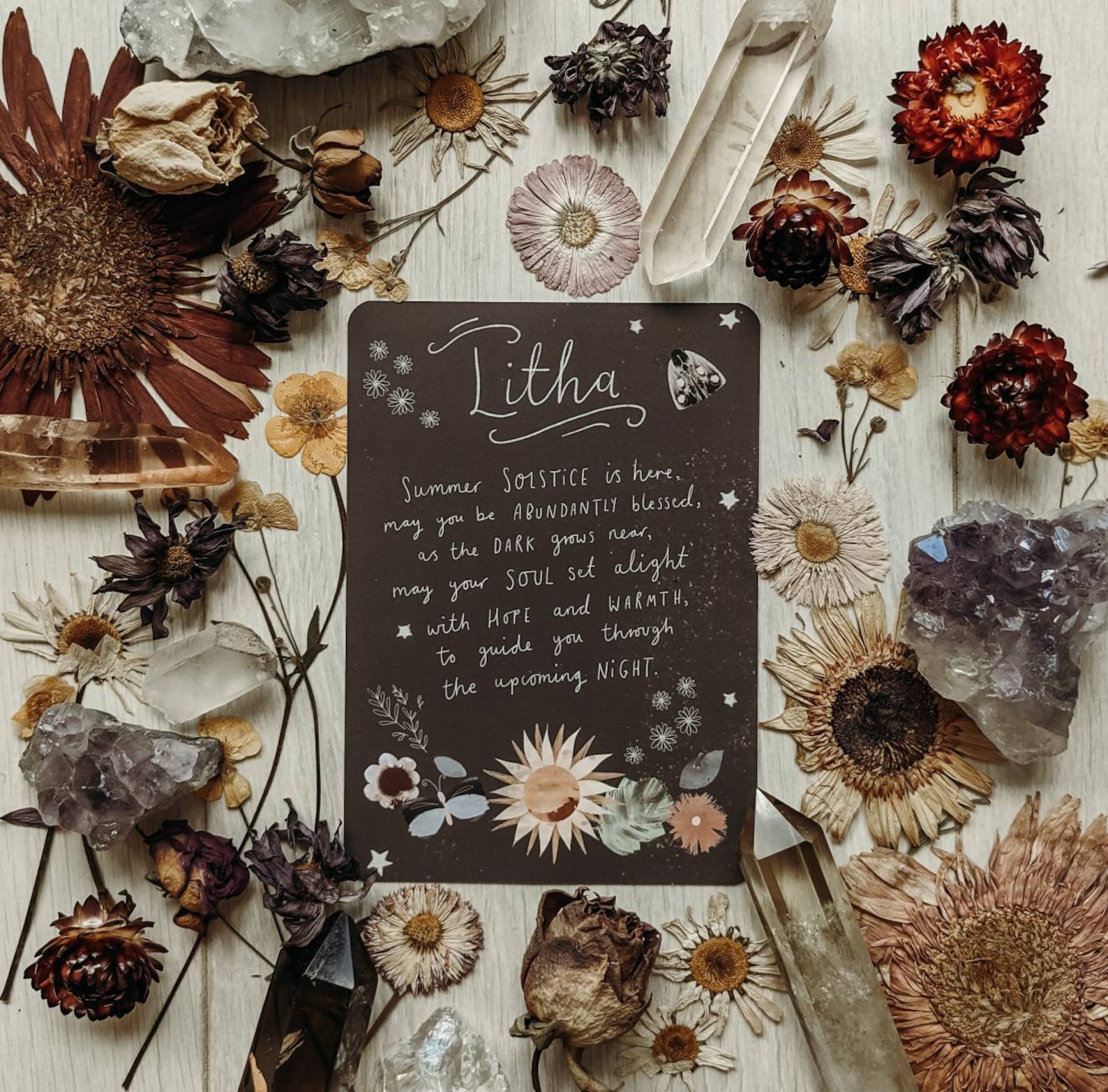 Litha Summer Solstice Blessings Art Print Altar Card | Etsy