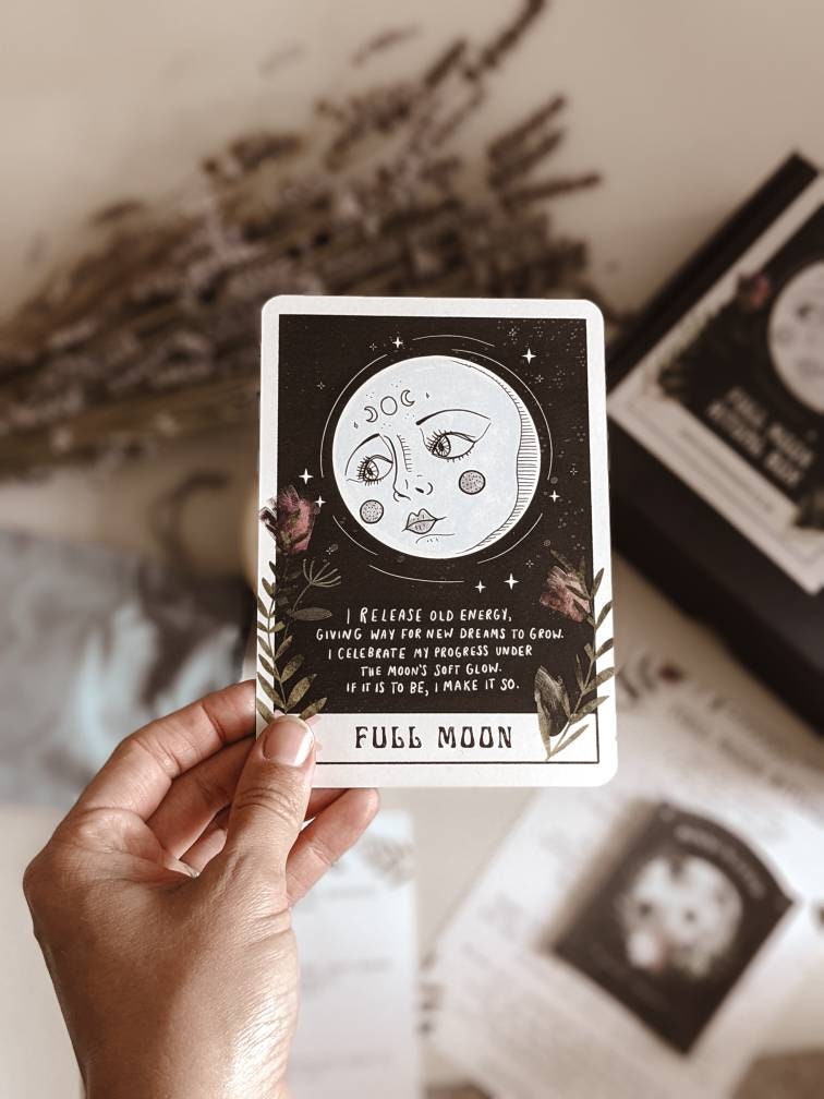 Full Moon Altar Card Art Print - Etsy