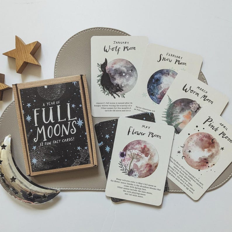 PRINTABLE A Year of Full Moons A6 Cards - Etsy