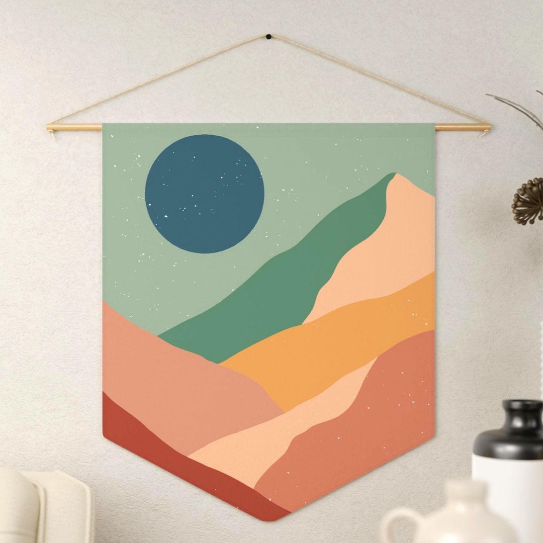 Mountain Landscape Wall Pennant - Bohemian Home Decor, Nature-inspired ...