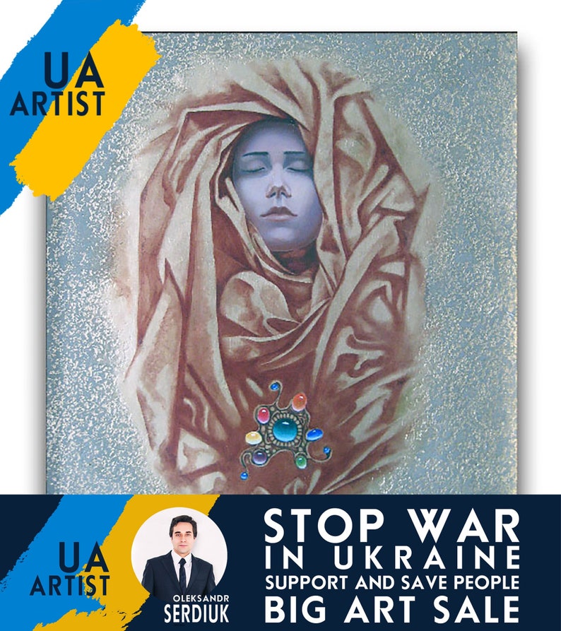 Mystical Girl With Gold Mask Painting Eastern Art Painting - Etsy