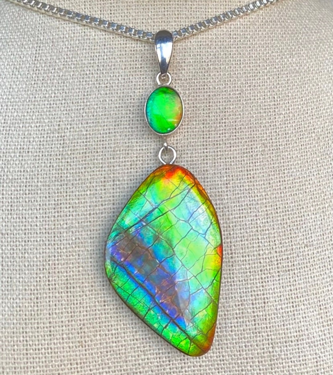 Ammolite Pendant - Multi-color Gem - Ammolite Triplet Accent! Please ...