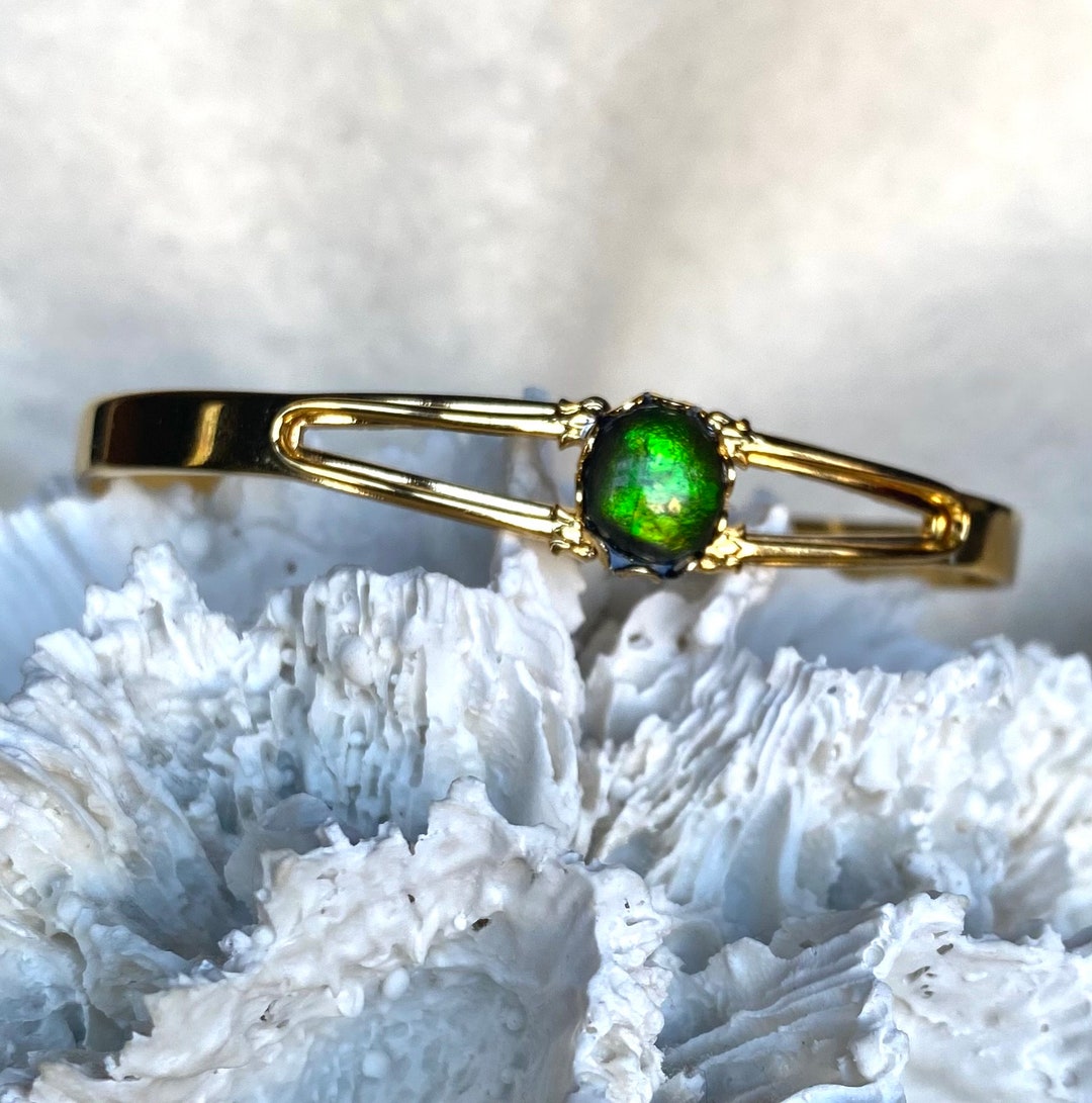 Ammolite Cuff Bracelet Not for Large Wrists Bright Green Please Read ...