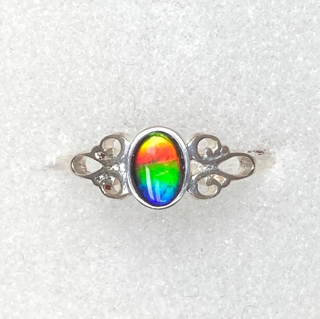 Ammolite Ring - Petite Gem in Four Colors! - Size 7 3/4 - Please Read ...