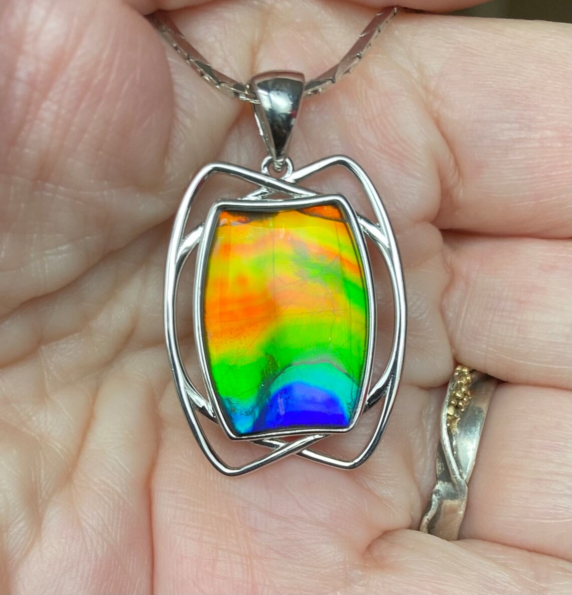 Ammolite Pendant Large Triplet Gem in Multi-color Flashy - Etsy