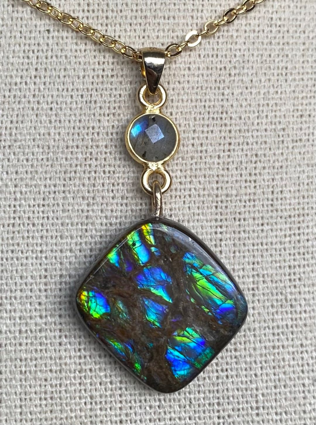 Ammolite Pendant - Purple, Blue and Green With Golden Overtones ...