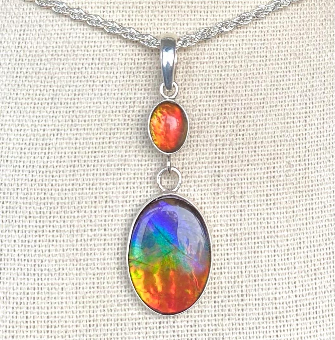 Ammolite Pendant - Ammolite Triplet Gem With Ammolite Triplet Accent ...