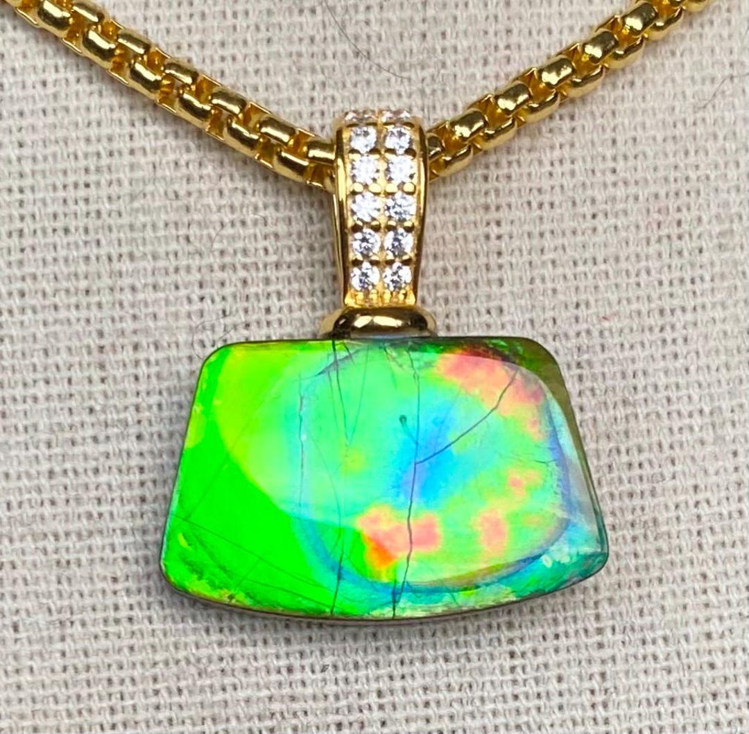 Ammolite Pendant - Very Bright Multi-color Gem - Beautiful Collector’s ...