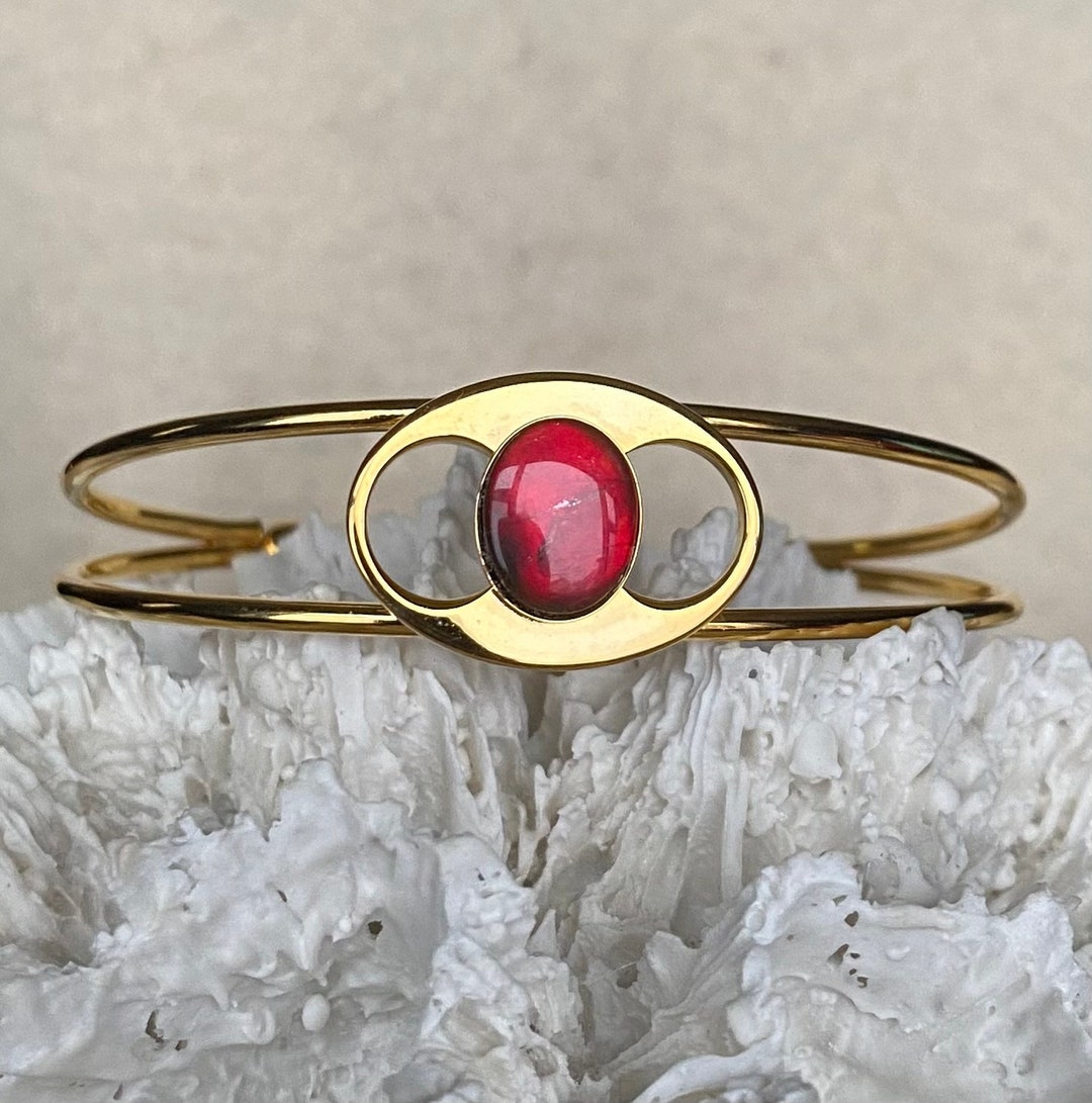 Ammolite Cuff Bracelet for Smaller Wrists Deep Red Gem Please Read ...