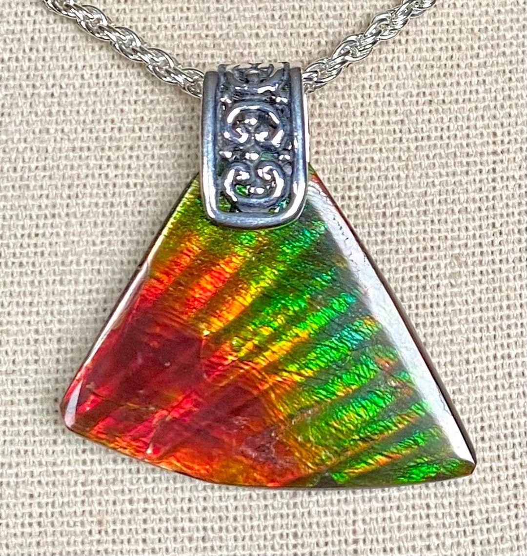 Ammolite Pendant - Unique Sunburst Pattern! Please Read Description - Etsy
