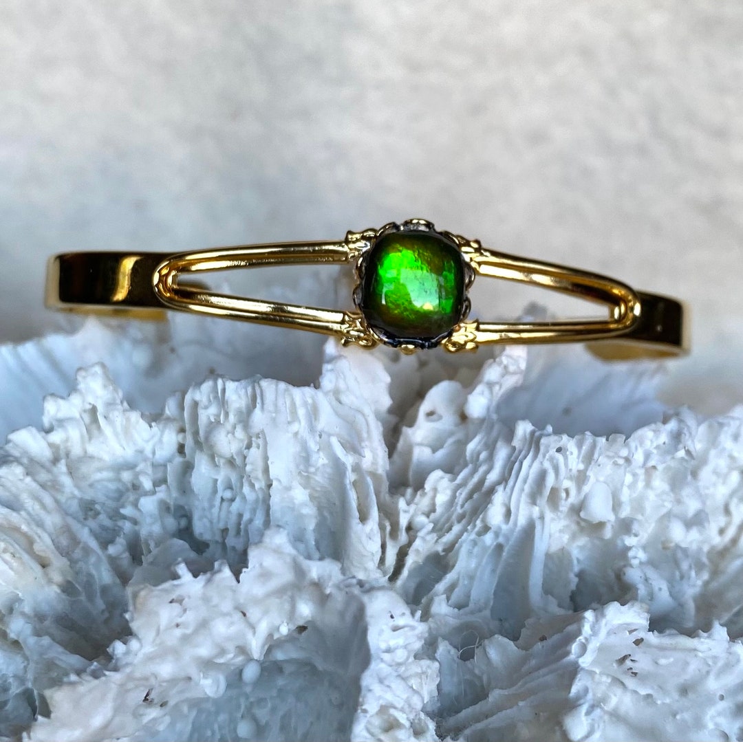 Ammolite Cuff Bracelet - Not for Large Wrists - Bright Green - Please ...