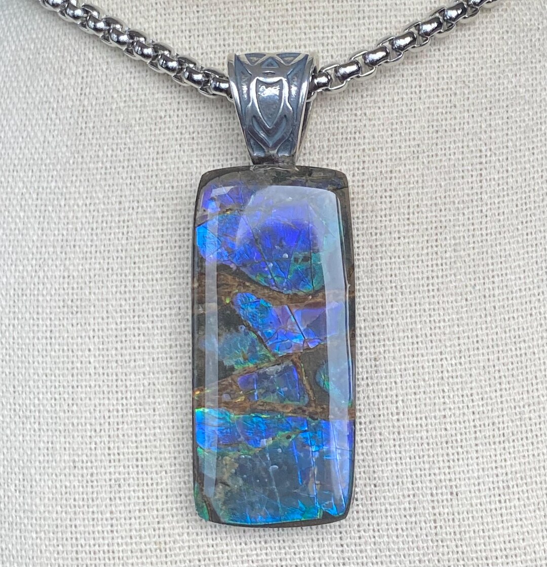 Ammolite Pendant - Blue With Some Green, Teal and Purple! MUST Read ...