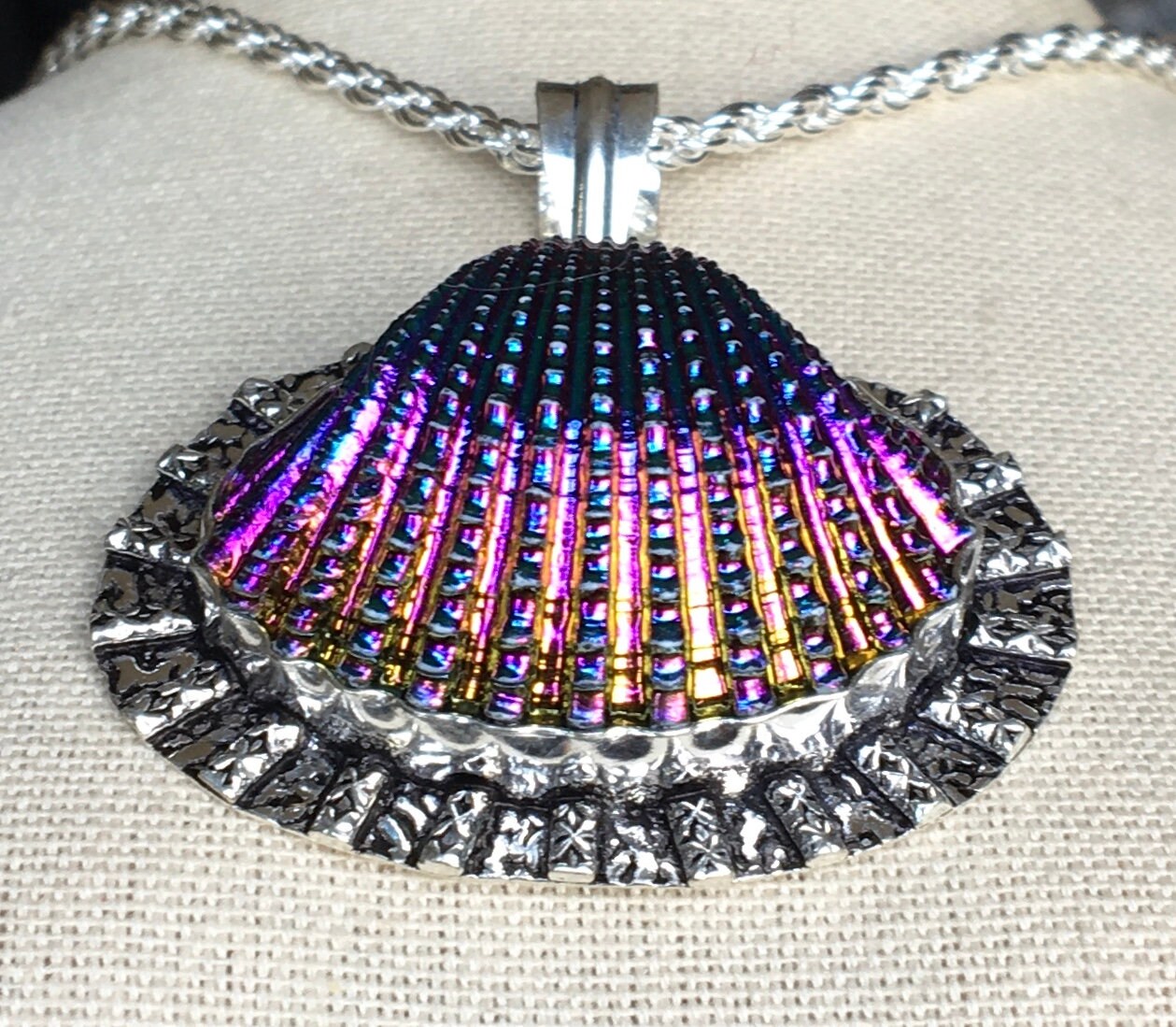 Shell Pendant Rainbow Titanium Shell See all the Photos | Etsy