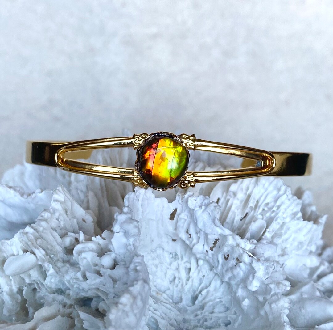 Ammolite Cuff Bracelet - Not for Large Wrists - Bright Autumn Colors ...