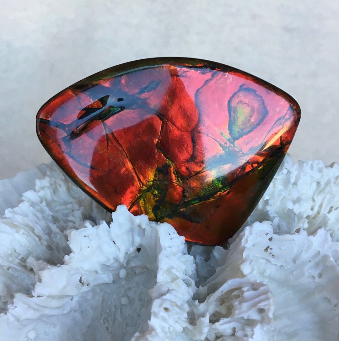 Ammolite Hand Specimen or Display Piece - Ammolite Sculpture in Velvety ...