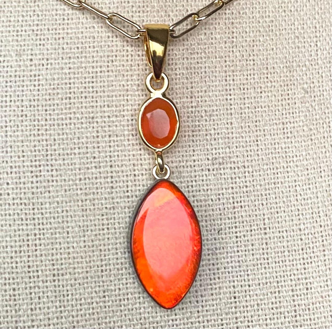 Ammolite Pendant - Orange Color Changer - Carnelian Accent! Please Read ...
