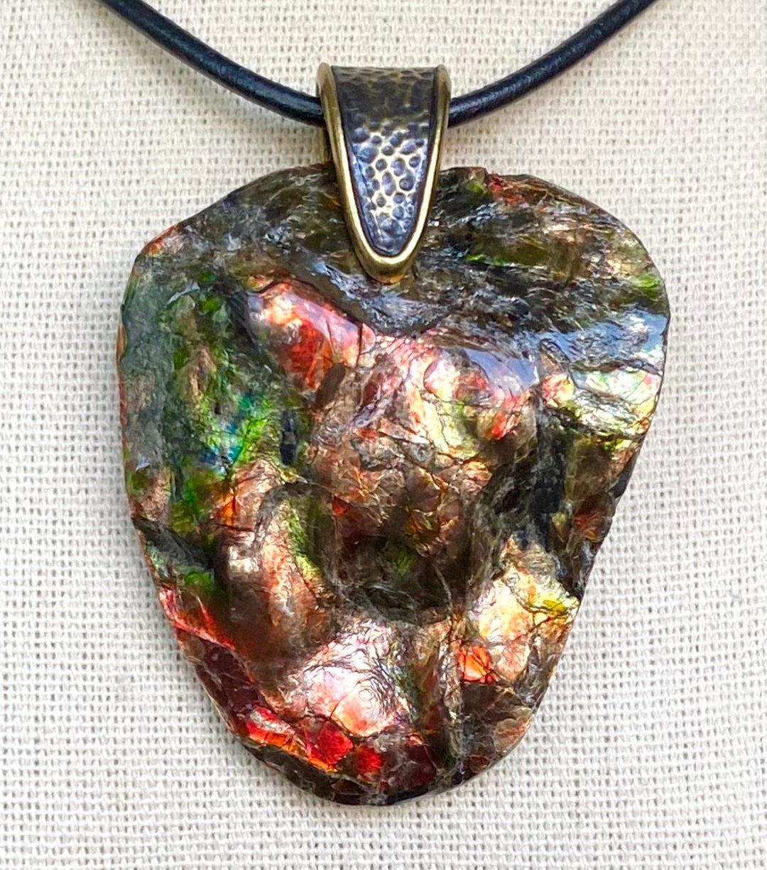 Ammolite Pendant - Large Heavy Lumpy Bumpy Stone! MUST Read Description ...