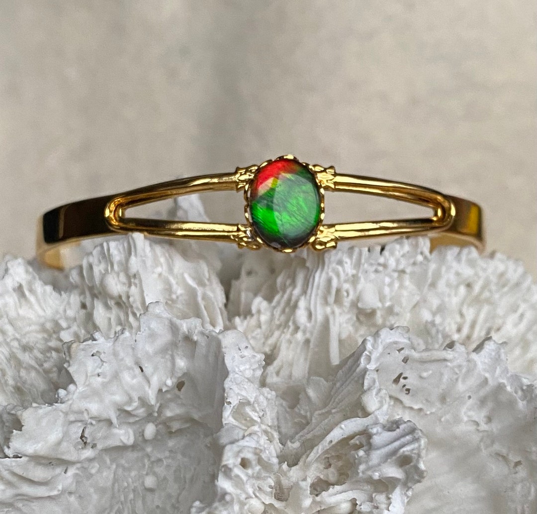 Ammolite Cuff Bracelet - Not for Large Wrists - Green With a Touch of ...