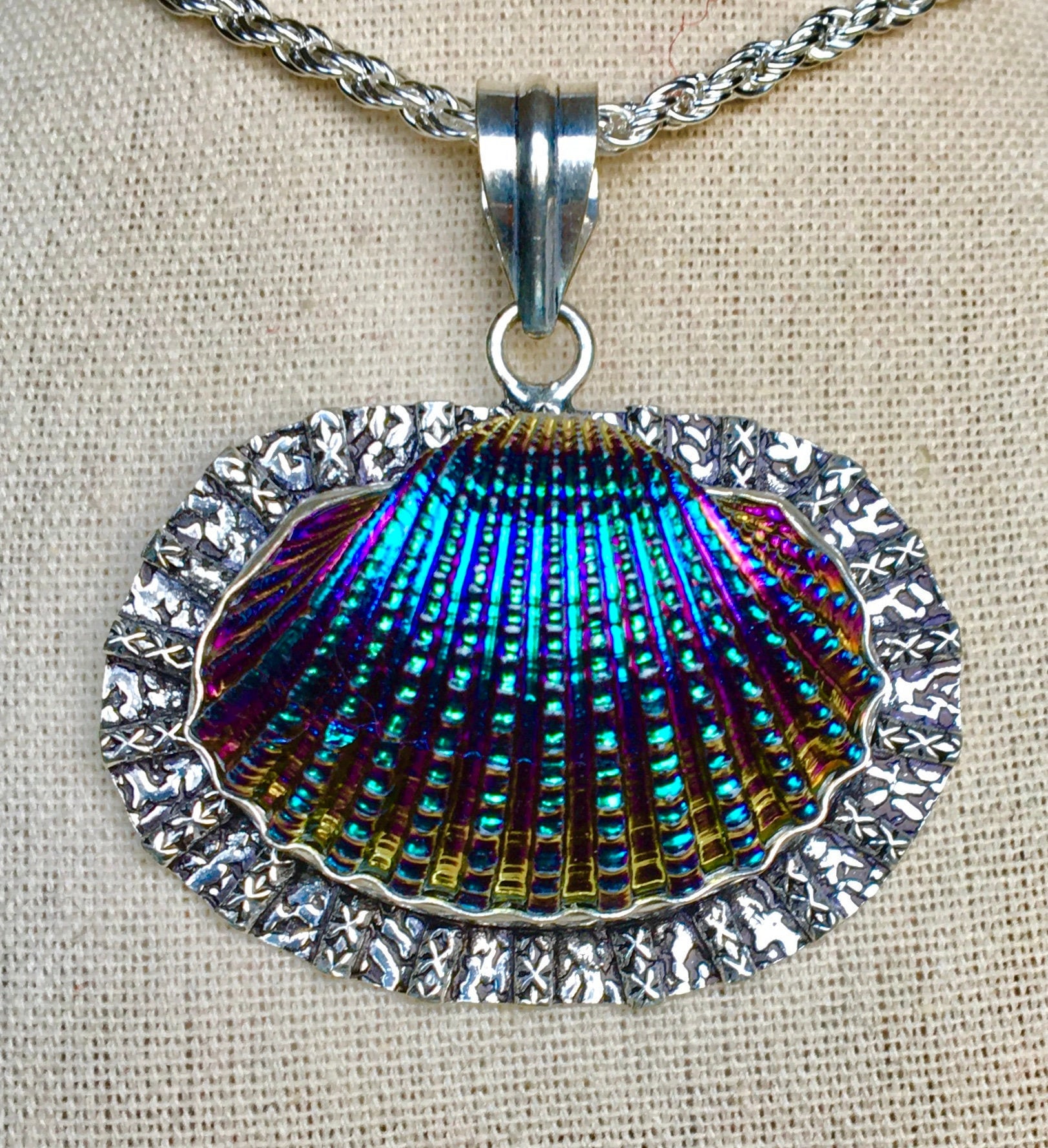 Shell Pendant Rainbow Titanium Shell See all the Photos | Etsy
