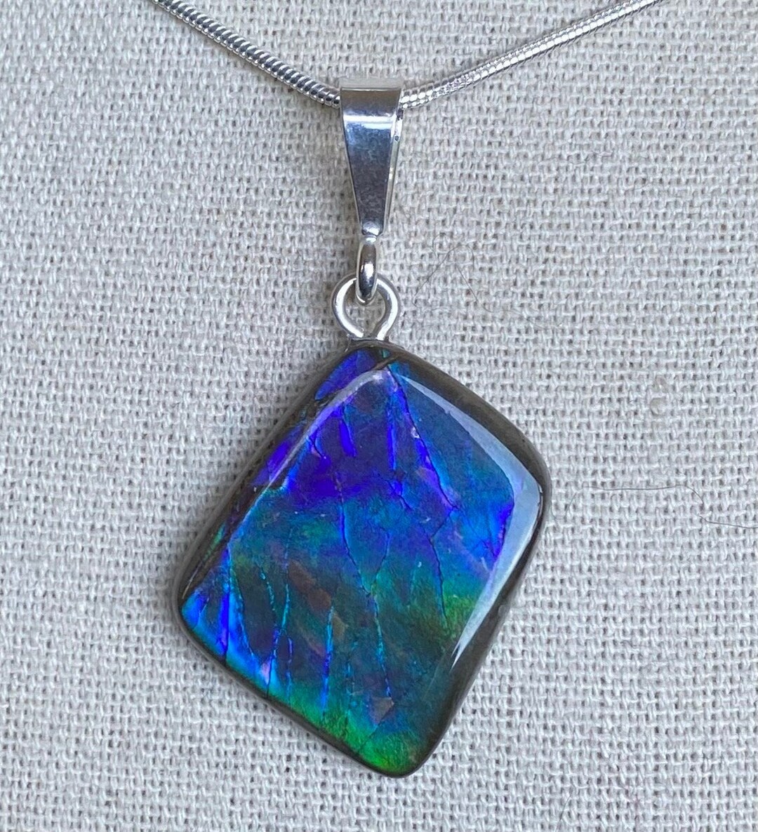 Ammolite Pendant - Blue and Purple and Touch of Green! Please Read ...