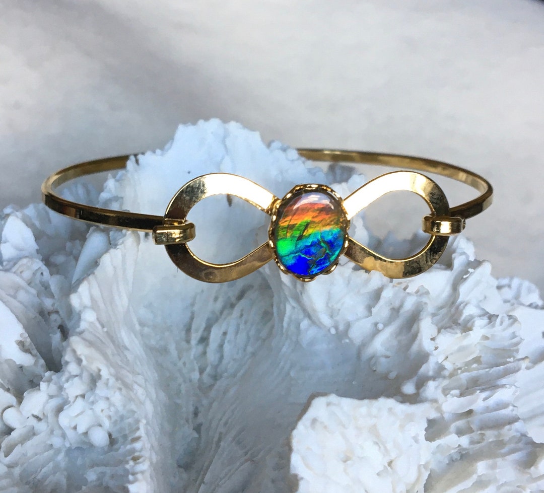 Ammolite Cuff Bracelet - for Smaller Wrist - Multi-color Gem - MUST ...