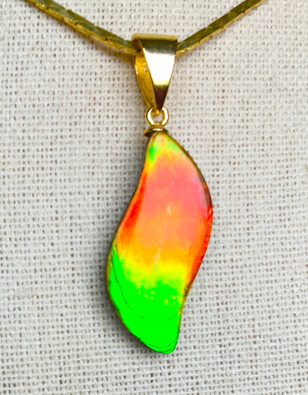 Ammolite Pendant - Multi-color Gem - Super Bright Designer Shape ...
