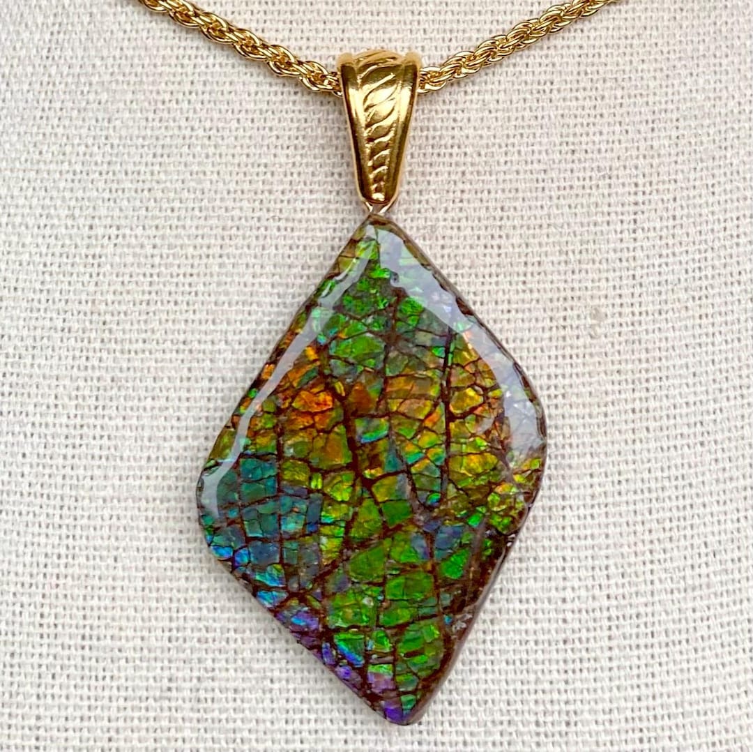 Ammolite Pendant - Multi-color Dragonskin Gem - MUST Read Description ...