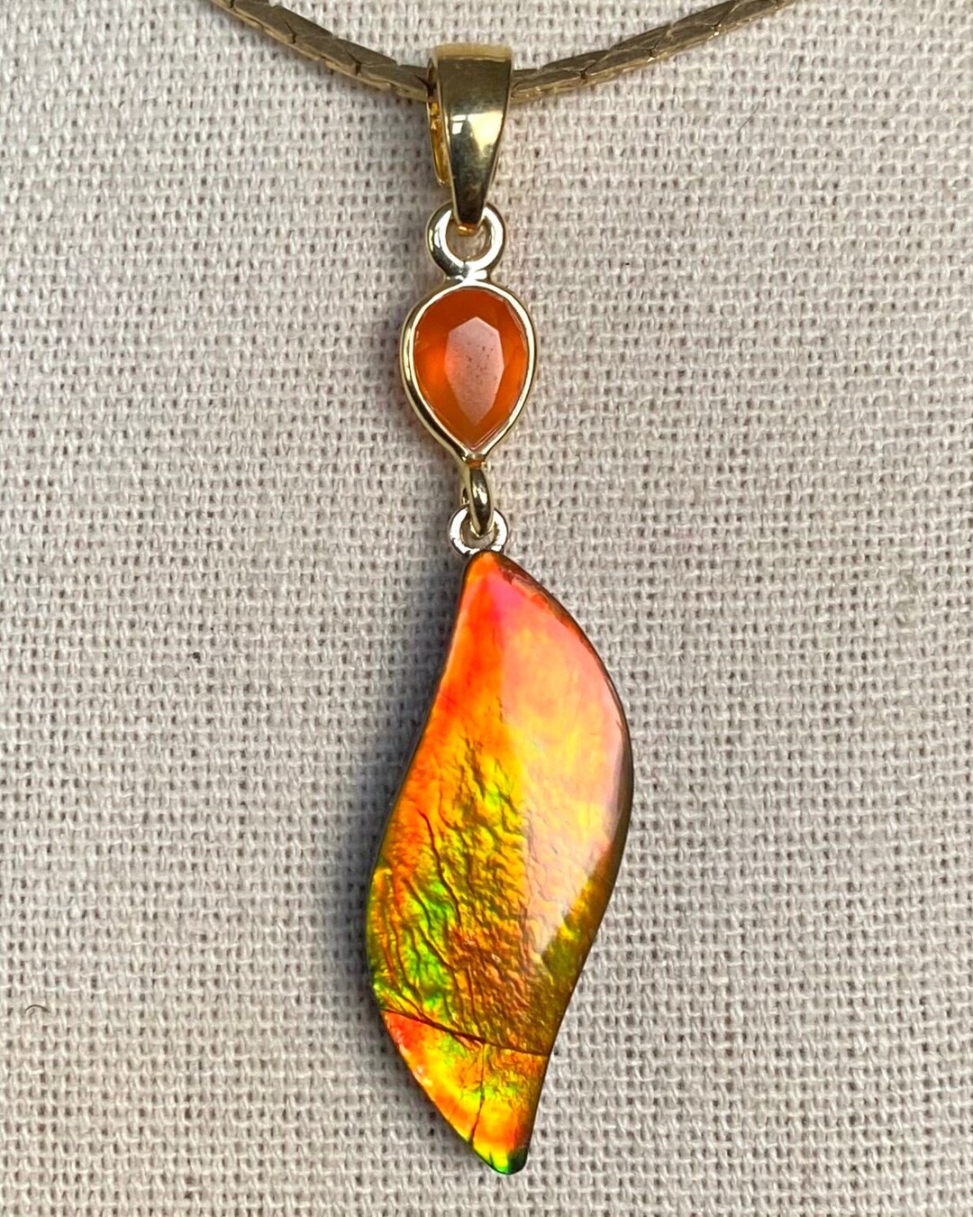 Ammolite Pendant - Orange Color Changer - Designer S Shape! Carnelian ...