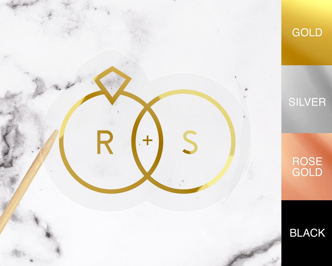 Foiled Engagement Ring Stickers With Personalised Initials. - Etsy