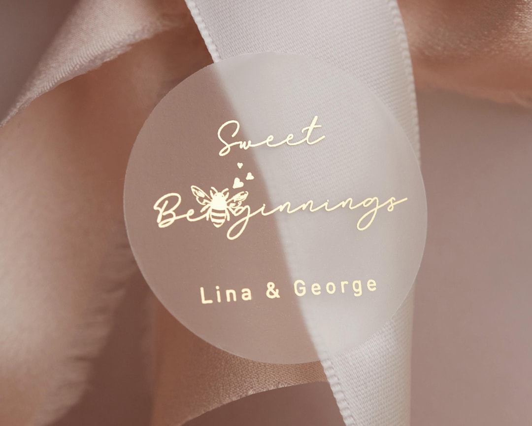 Custom Foil Wedding Honey Stickers, Clear Frosted Labels - Etsy