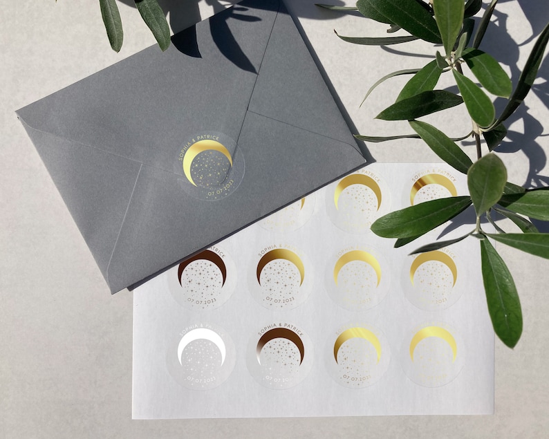 Celestial Wedding Stickers: Personalized Envelope Seals Printed in ...